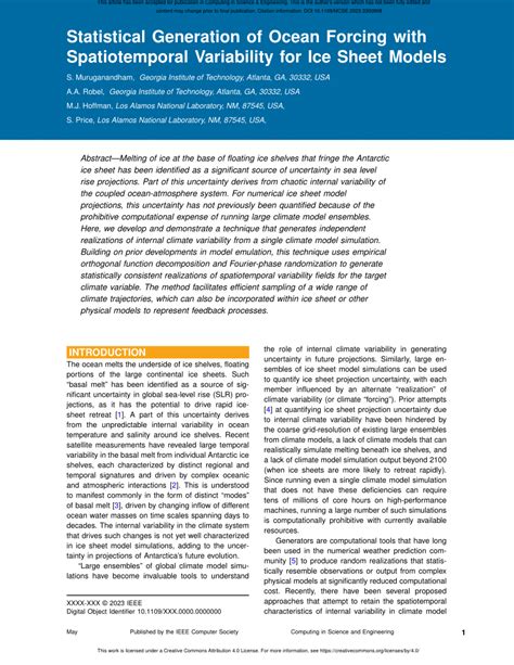 Pdf Statistical Generation Of Ocean Forcing With Spatiotemporal