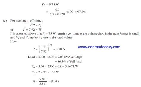 Efficiency Of Transformerequation And Example Eee Made Easy