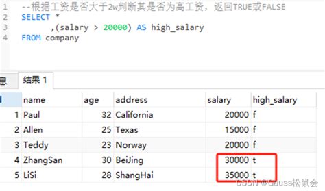 Gaussdb Sql基础语法示例 Boolean表达式布尔数据类型sql怎么写 Csdn博客