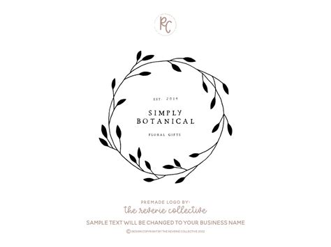 Rustic Logo Hand Drawn Logo Round Logo Wreath Logo Etsy