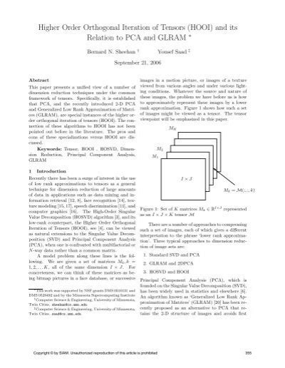 Higher Order Orthogonal Iteration Of Tensors Hooi And Its Siam