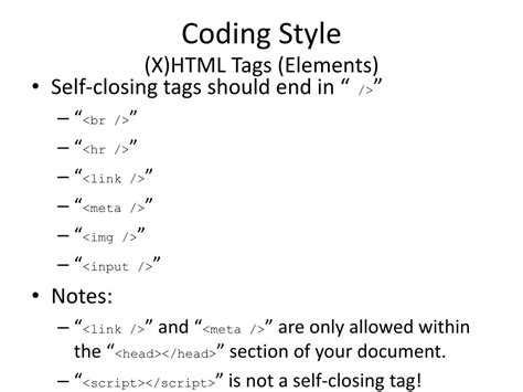 Ppt Xhtml Coding Standards Powerpoint Presentation Free Download