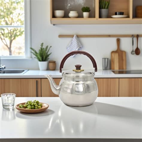 Stainless Steel Tea Kettle With Wooden Handle Durable Arabic
