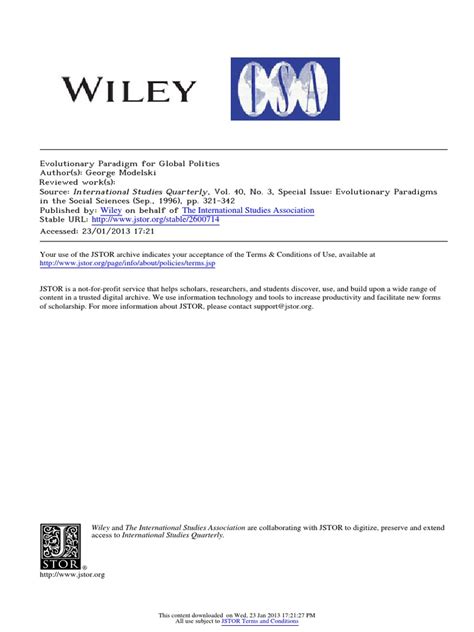 George Modelski Evolutionary Paradigm For Global Politics Download