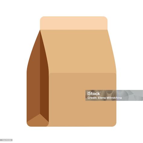 공예 패키지 갈색 베이지 색 종이 포장 바이오 패키징 크래프트 백은 종이로 만든 제품입니다 디자인 및 웹 디자인을 위해 흰색 배경에 격리된 벡터 일러스트레이션 가방에 대한