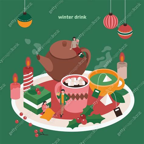차 뜨거운음료 티포트 핫초코 티백 크리스마스 국경일 초 조명기구 케이크조각 케이크 이미지 Jv12636836 일러스트 무료 일러스트 게티이미지뱅크
