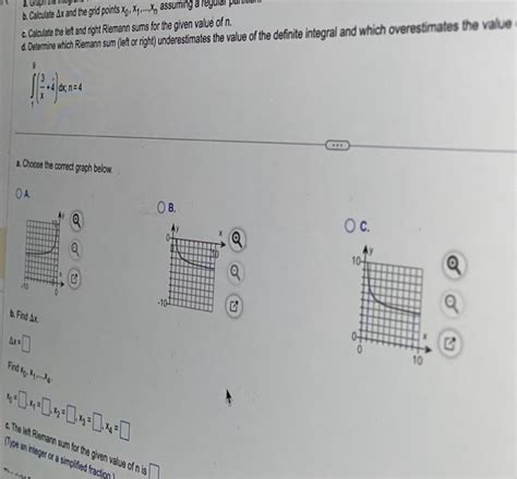 solved c calculate the let and right riemann sums for the