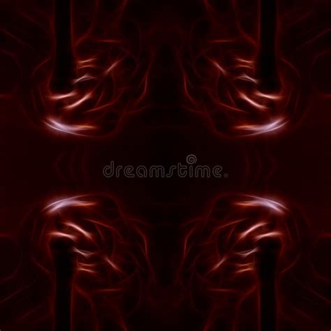 Dark Red Seamless Abstract Pattern With Light Sinuous Lines And Bright