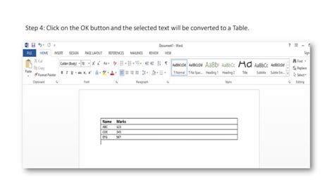Working With Tables In MS Word Presentation Pdf