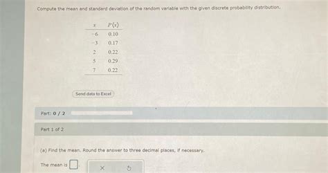Solved Compute The Mean And Standard Deviation Of The Random Chegg