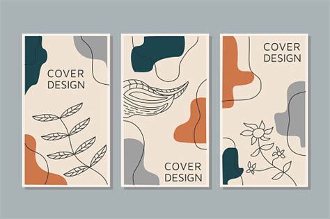 소셜 미디어 기사 및 게시물의 크리에이티브 세트 벡터 추상색 모양 선 예술 열대 잎 지구 톤의 따뜻한 색상에 의해 디자인 텍스트와 이미지 디자인에 대한 복사 공간이배경