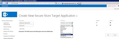 Create A Sharepoint Secure Store Entry