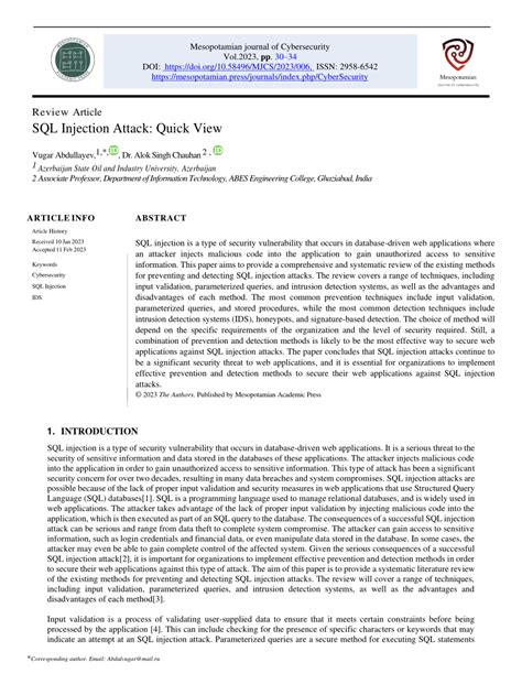 Pdf Sql Injection Attack Quick View