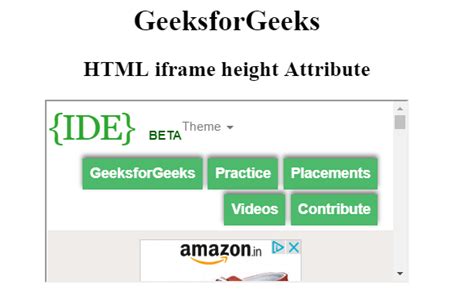 Html Height Attribute Geeksforgeeks