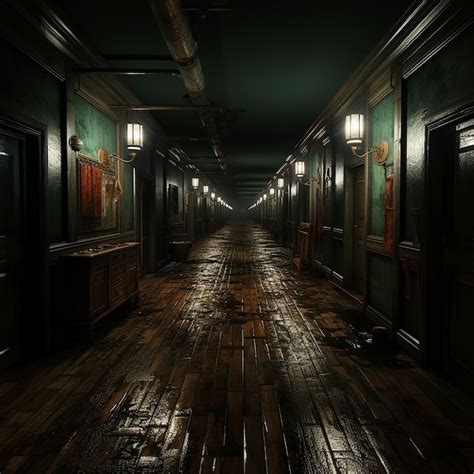 Premium Photo Opening Shot Of A Dark Ominous Hallway With Creaking Flo