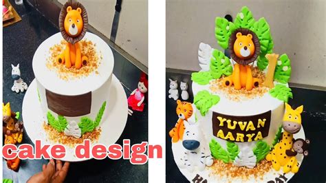 Jungle Theme Birthday Decoration Ideas Jungle Theme Cake Recipe Step Cake Design Cake Recipe