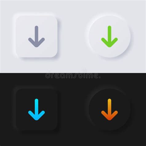 Download Button Icon White Neumorphism Soft Ui Design For Web Design Stock Vector