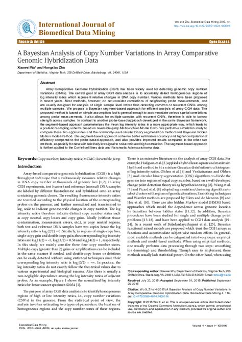 Pdf A Bayesian Analysis Of Copy Number Variations In Array