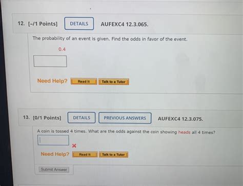 Solved 12 1 Points DETAILS AUFEXC4 12 3 065 The Chegg Com