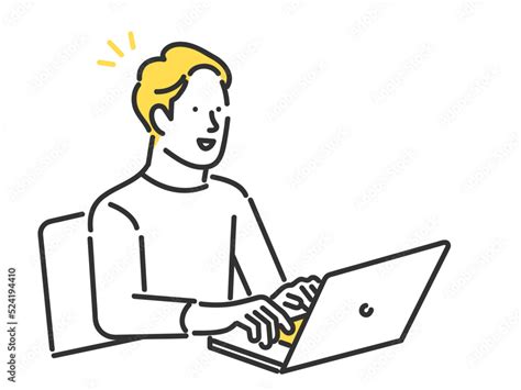 ノートパソコンを操作する男性のイメージイラスト素材 Stock ベクター Adobe Stock