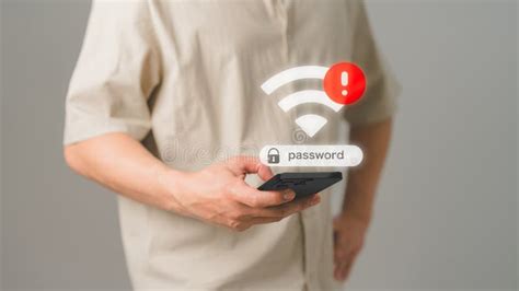 Man Using A Mobile Phone To Connect To Wifi But Wifi Not Connected And Waiting To Loading