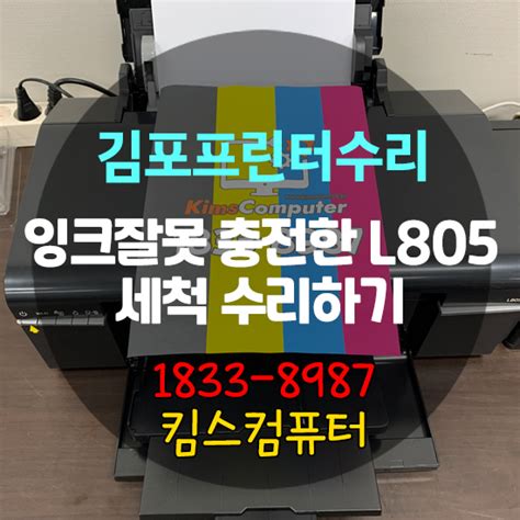 김포 무한잉크 수리전문 킴스컴퓨터 잉크 잘못 충전한 엡손 L805 잉크병 카트리지 세척 수리 하기 네이버 블로그