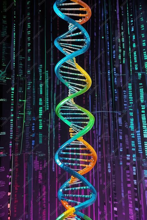 Dna Model With Digital Matrix Backdrop Premium Ai Generated Image