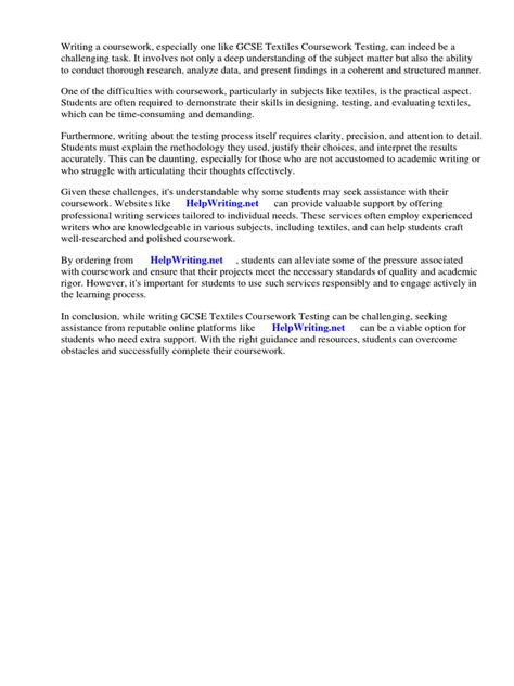 Gcse Textiles Coursework Testing Pdf Textiles Clothing