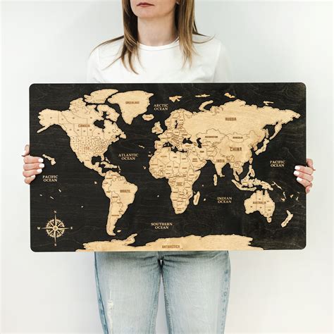 Us 3d Wooden National Parks Travel Map With Pins Forest