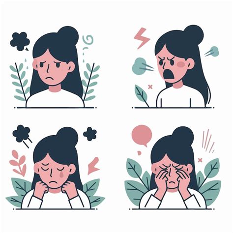 간단한 평평한 디자인 스타일의 분노한 사람들의 캐릭터 세트 프리미엄 벡터