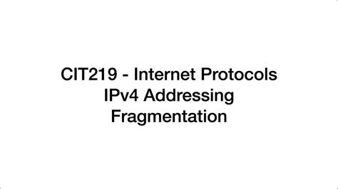 14 Ipv4addressingfragmentation Youtube