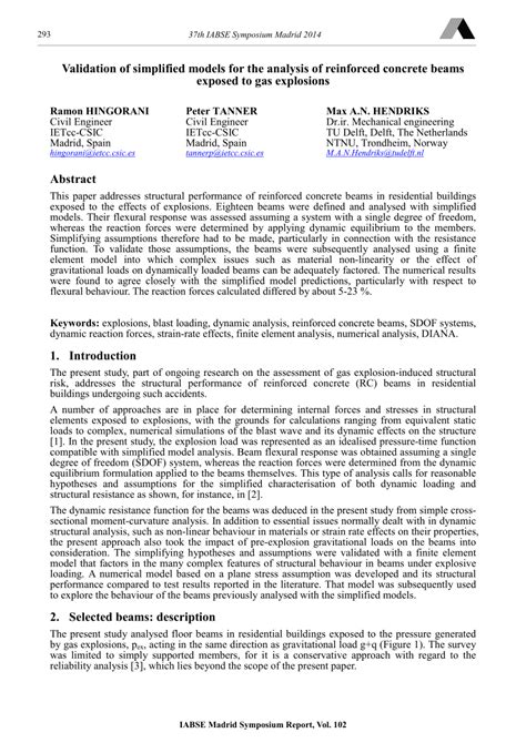 Pdf Validation Of Simplified Models For The Analysis Of Reinforced Concrete Beams Exposed To