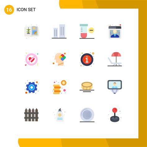 16 User Interface Flat Color Pack Of Modern Signs And Symbols Of Romance Adultery Minus Support