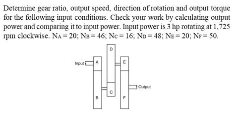 Solved Determine Gear Ratio Output Speed Direction Of Chegg Com