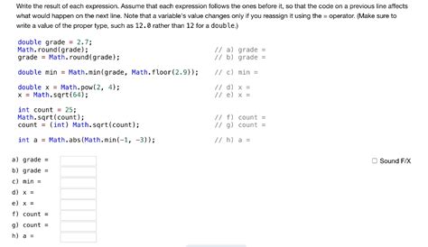 Solved Write The Result Of Each Expression Assume That Each