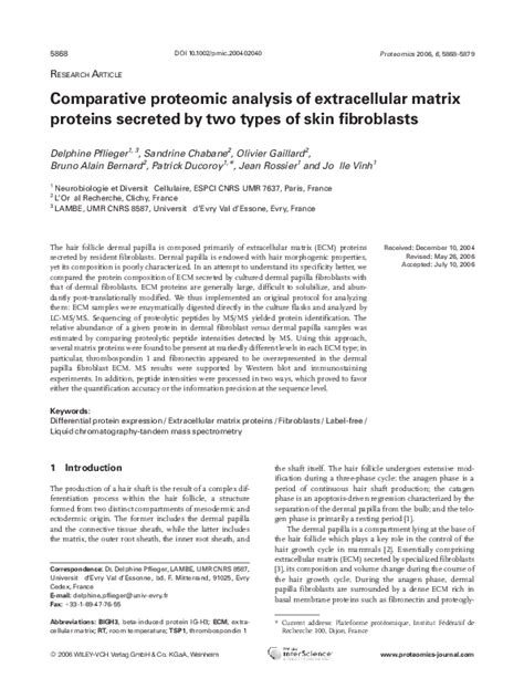Pdf Comparative Proteomic Analysis Of Extracellular Matrix Proteins Secreted By Two Types Of