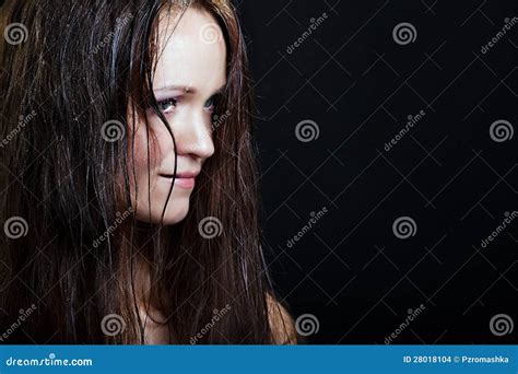 Belle Fille Avec Le Long Cheveu Humide Photo Stock Image Du Beau Mode