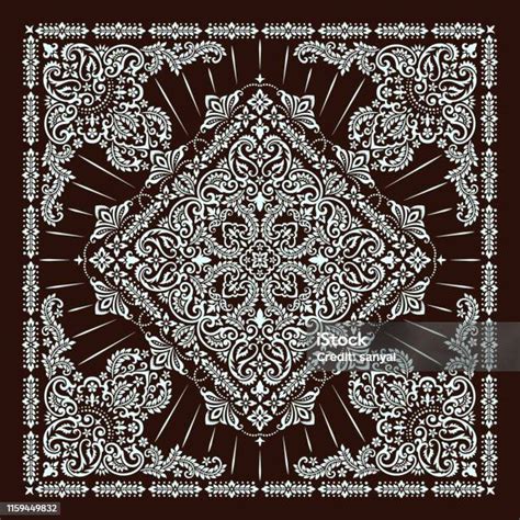 벡터 장식 반다나 인쇄 페이즐리와 꽃전통적인 장식 민족 패턴 실크 넥 스카프 또는 손수 막정 무늬 디자인 스타일 직물 또는 Papper에 인쇄에 대 한 최고의 동기 고풍