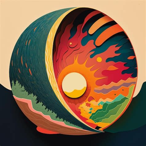 Premium Photo Illustration Of Landscape In A Circle