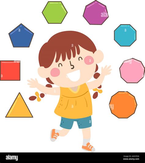 Illustration Of A Kid Girl With Regular Polygons Around Her Stock Photo Alamy