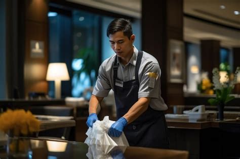 Premium Photo Hotel Housekeeping Process Person Cleaning The Hotel Room
