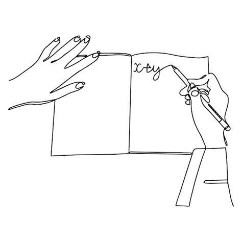 Premium Vector A Man Writes In An Empty Notebook With A Pen Closeup