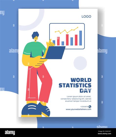 Statistics Day Vertical Poster Flat Cartoon Hand Drawn Templates Background Illustration Stock
