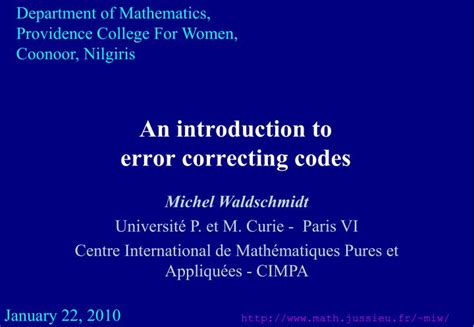 Ppt An Introduction To Error Correcting Codes Powerpoint Presentation Id6624030