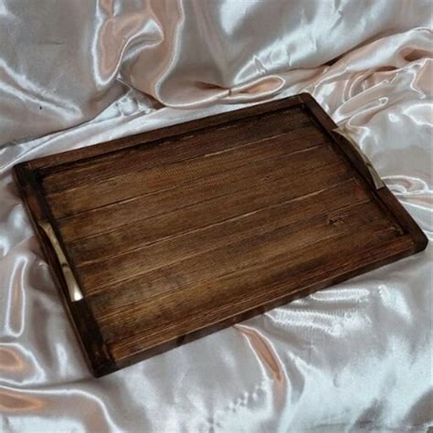 خرید و قیمت سینی چوبی سینی چوبی با دسته ی فلزی سینی مستطیلی ترب