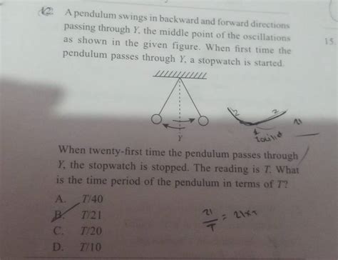 A Pendulum Swings In Backward And Forward Directions Passing Through Y T