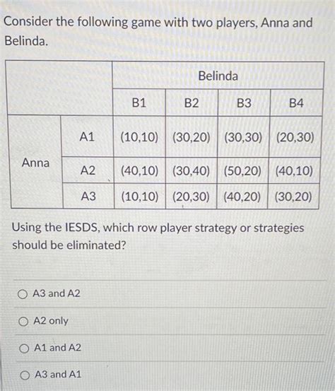 Solved Consider The Following Game With Two Players Anna Chegg