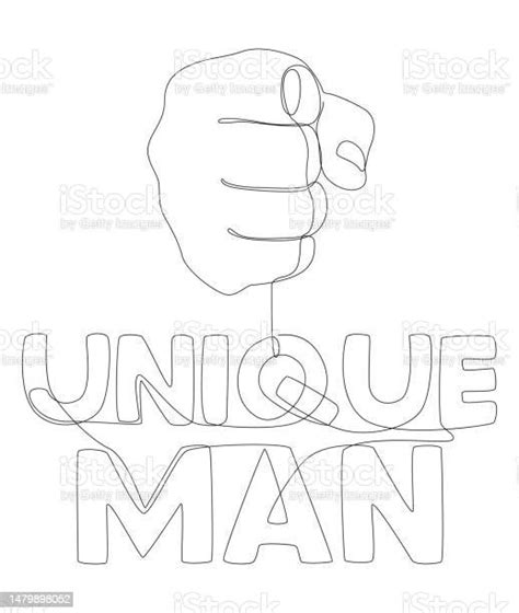 One Continuous Line Of Hand With Unique Man Word Thin Line Illustration