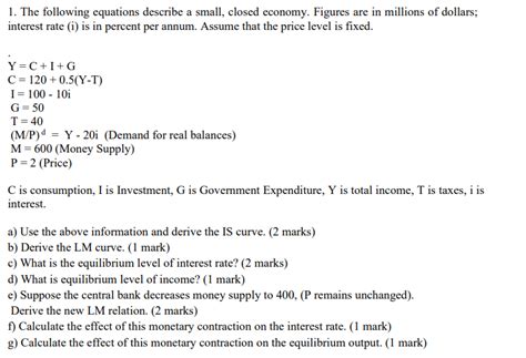 Solved 1 The Following Equations Describe A Small Closed