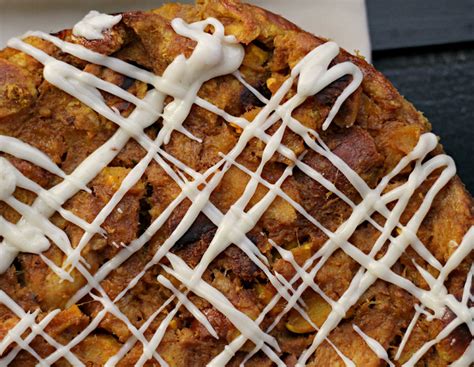 Pumpkin Pie Bread Pudding With Bourbon Icing Joanne Eats Well With Others